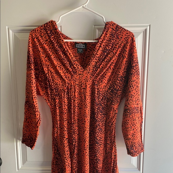 Angie | Dresses | Angie Orange Vneck Ruche Long Sleeve Dress | Poshmark